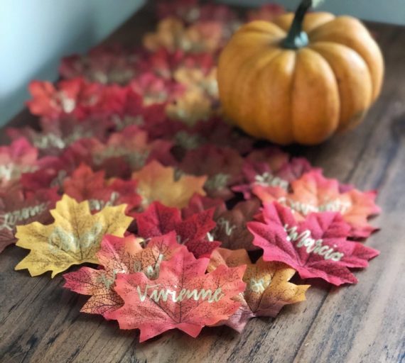 Fall Leaf Place Cards for Weddings + Holidays | Emmaline Bride