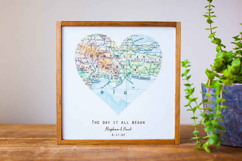 Custom Map Wedding Gift: Your Maps + Locations, Printed on Wood
