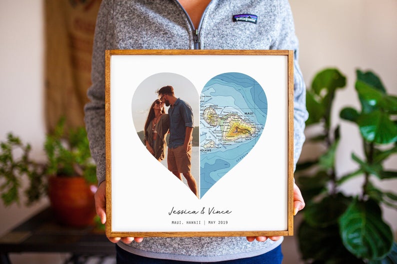 Custom Map Wedding Gift: Your Maps + Locations, Printed on Wood