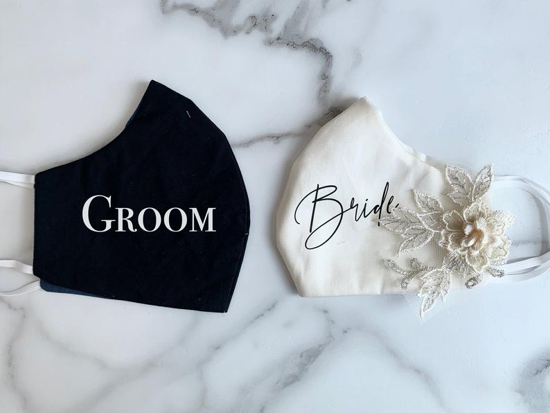 Wedding Party Face Masks for Bridesmaids + Groomsmen to Wear