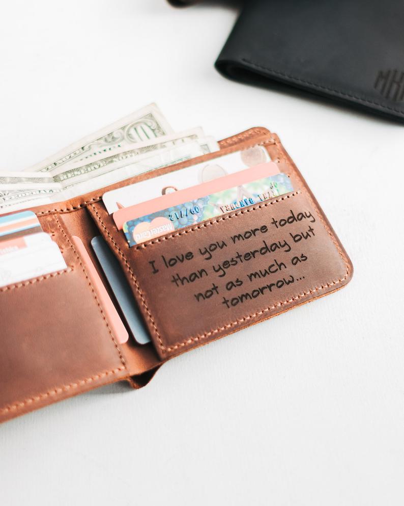 Engraved Wallet for Him? -- Ask Emmaline | Emmaline Bride Wedding Blog