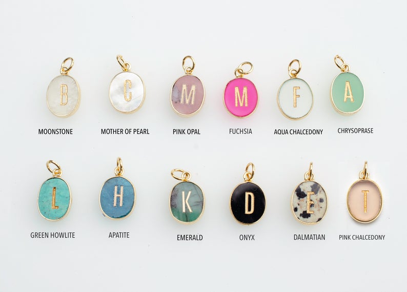 Gemstone Initial Necklace: Cute Gift for Bridesmaids | Emmaline Bride