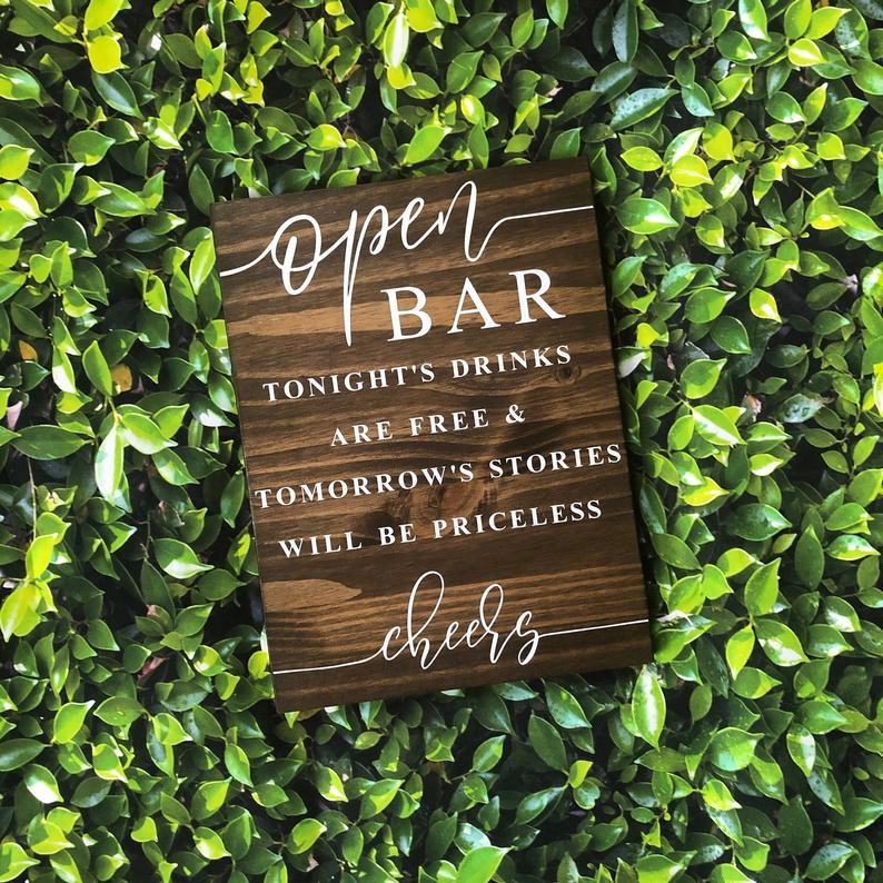 Open Bar Wedding Sign -- HANDMADE-A-DAY | Emmaline Bride Wedding Blog