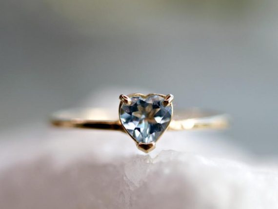 Heart Shaped Aquamarine Ring -- HANDMADE-A-DAY | Emmaline Bride