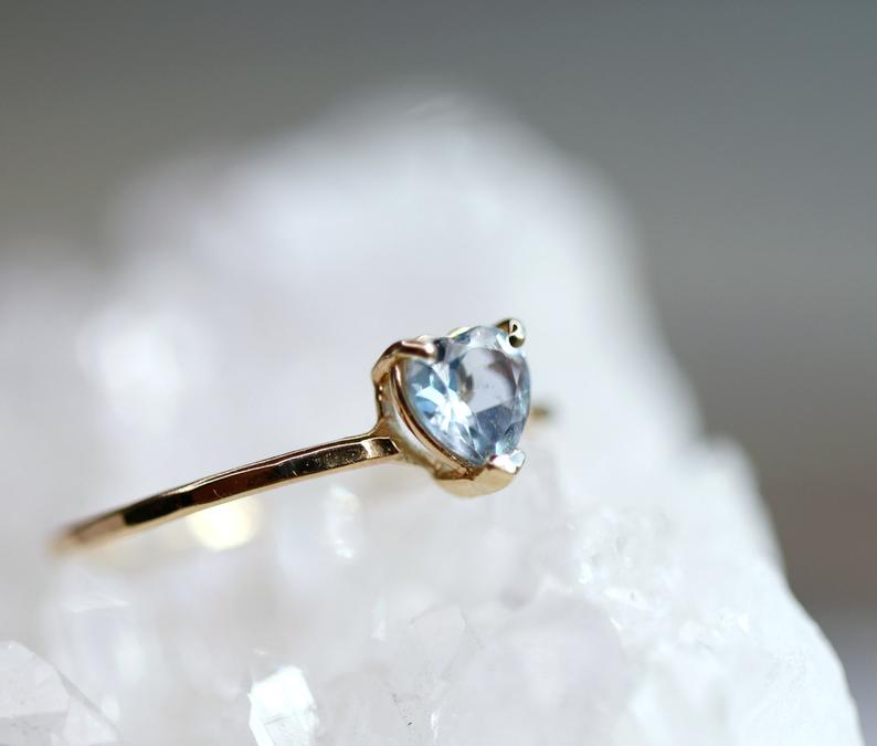 Heart Shaped Aquamarine Ring -- HANDMADE-A-DAY | Emmaline Bride
