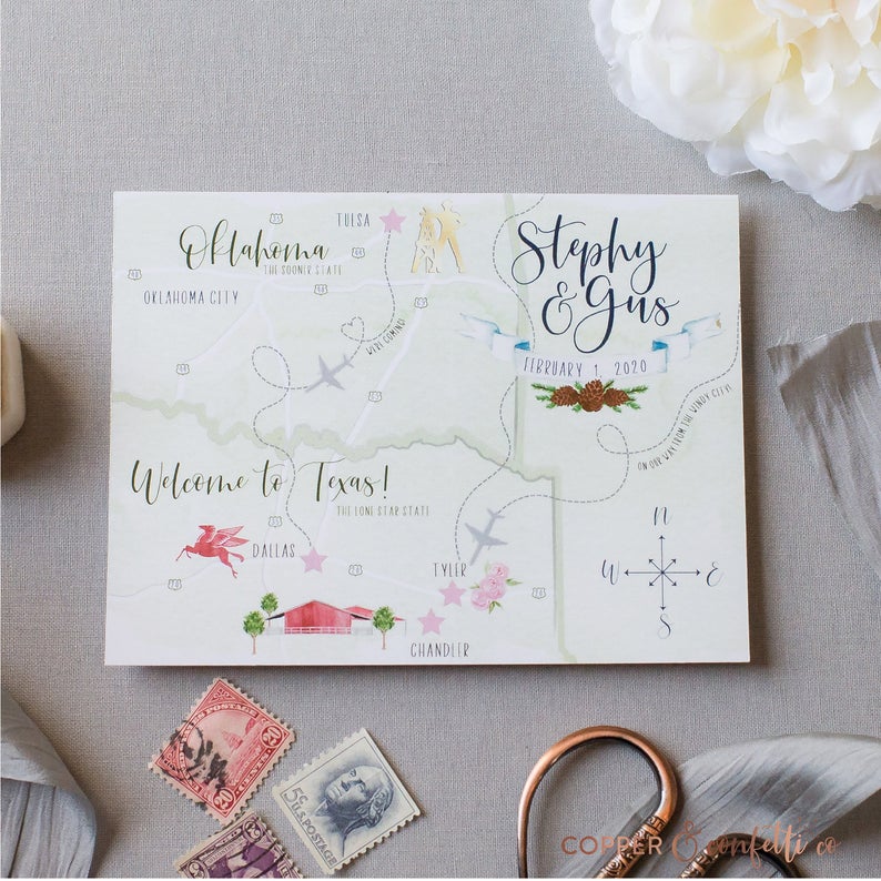 How to Include Maps in Wedding Invitations | Emmaline Bride
