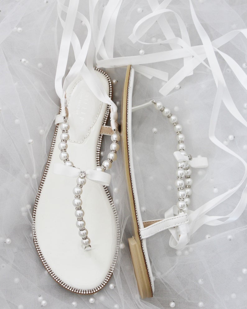 Stylish Pearl Bridal Sandals for Weddings | Emmaline Bride