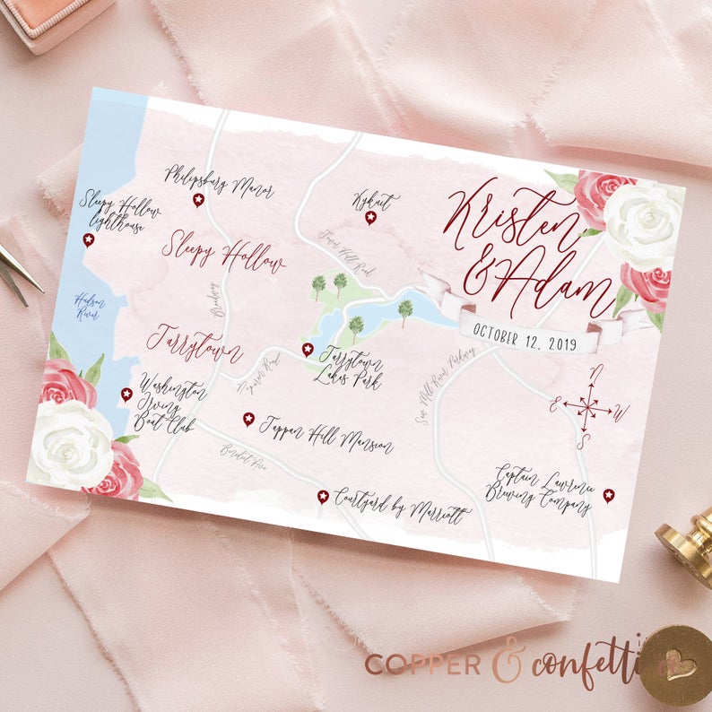 How to Include Maps in Wedding Invitations | Emmaline Bride