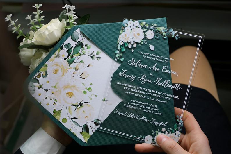 10 Most Beautiful Clear Wedding Invitations for 2021 | Emmaline Bride