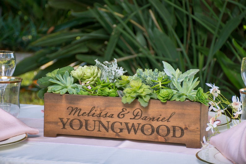 Wood Planter Boxes for Wedding Centerpieces | Emmaline Bride