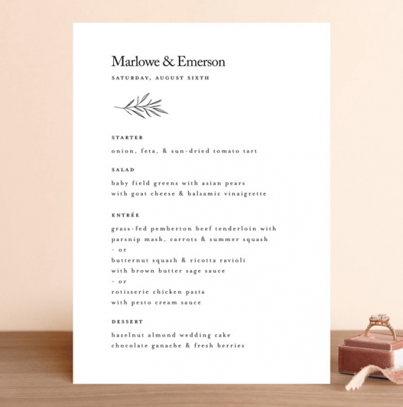 Here's EXACTLY What to Put on Wedding Menu Cards