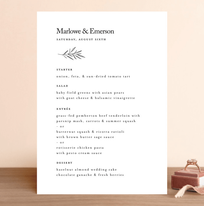 Here's EXACTLY What to Put on Wedding Menu Cards