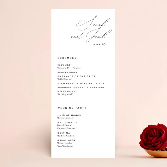 Examples of Ceremony Programs: Simple + Easy Templates