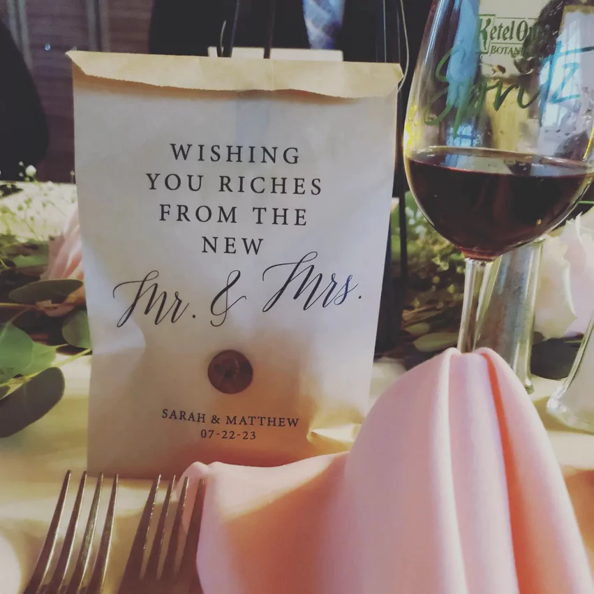 HOW TO: "Wishing You Riches from the New Mr and Mrs" Favors