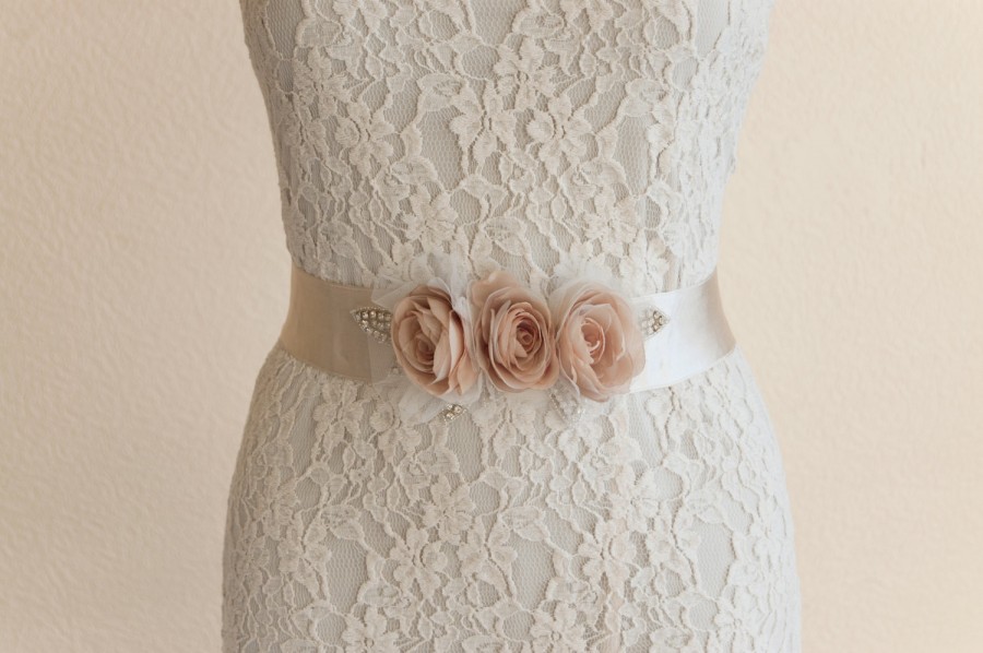 Blush Wedding Dress Sash from Floral Jewellery