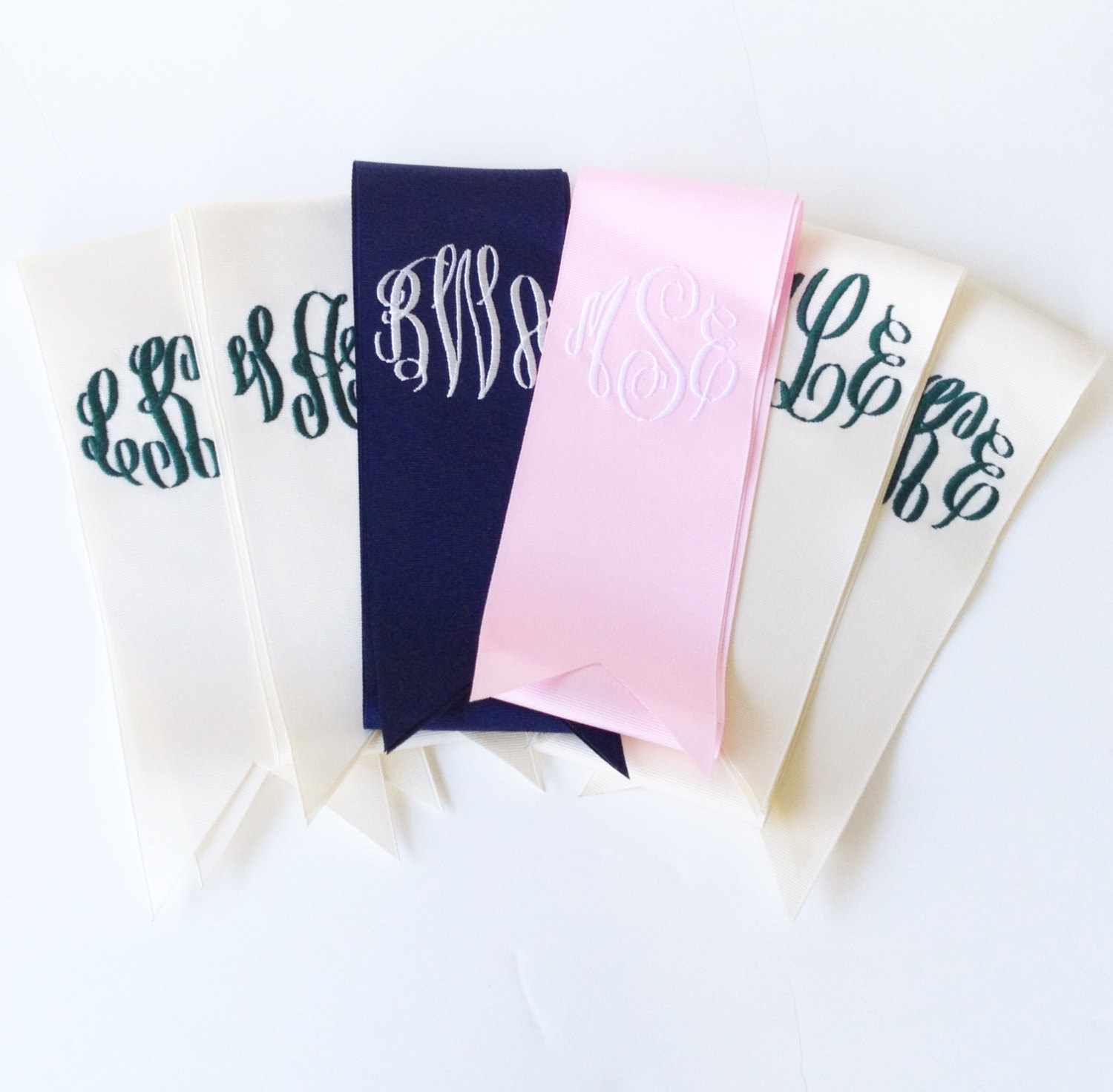 Monogrammed Bouquet Ribbons for Weddings / Bridesmaids