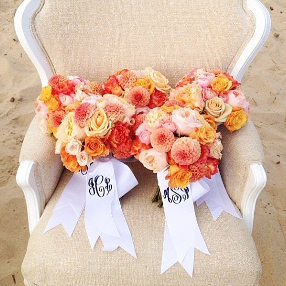 Monogrammed Bouquet Ribbons for Weddings / Bridesmaids