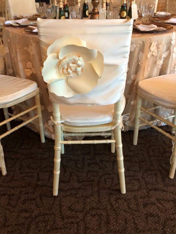 Paper Flower Chair Decoration for Weddings | Emmaline Bride