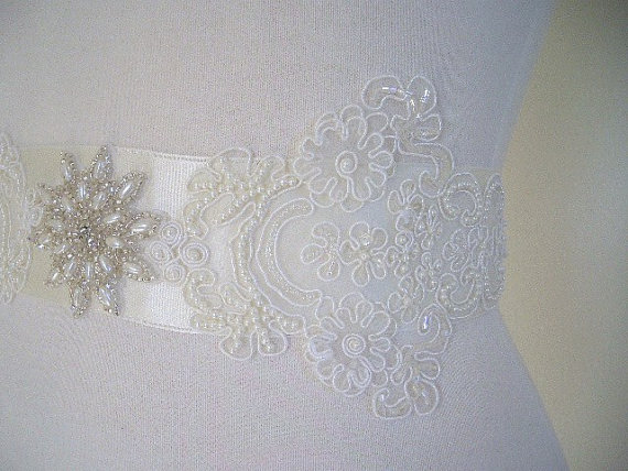 Lace and Pearl Bridal Sash | Emmaline Bride Wedding Blog