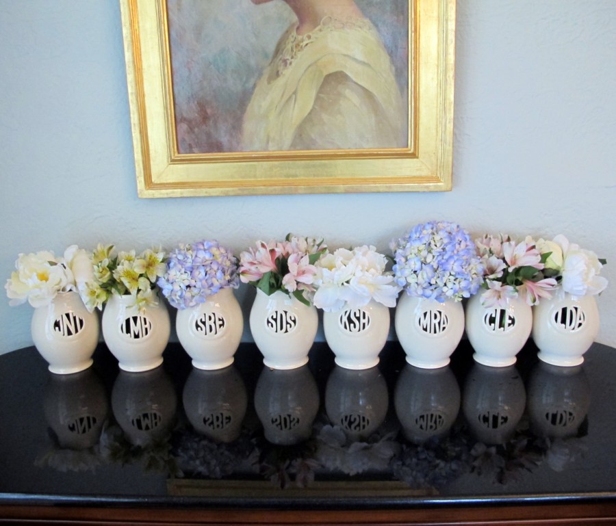 Personalized Bridesmaid Vases - Handmade Wedding Gifts