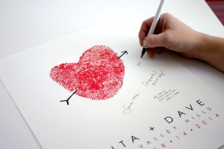 Guest Book Poster with Your Fingerprint into a Heart Design