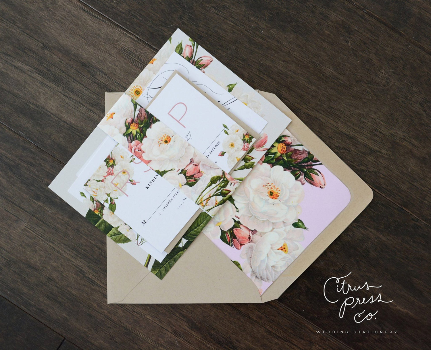 Rose Wedding Invitations | Emmaline Bride Wedding Blog